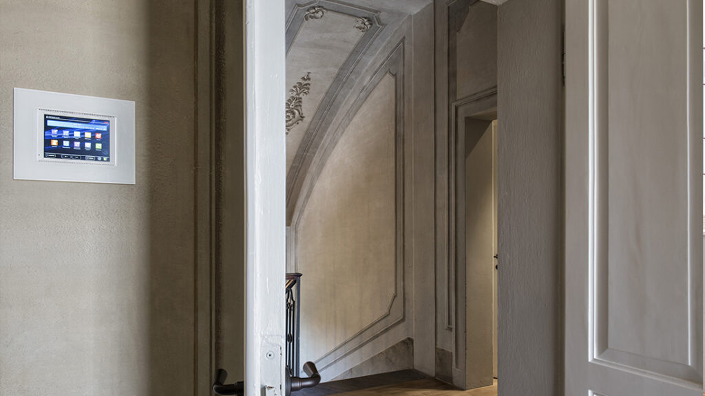 Home automation and touch technology in an elegant villa with frescoes